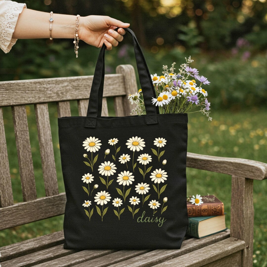 April Birth Flower Tote Bag, Daisy Tote Bag, Nature Tote Bag, April ...