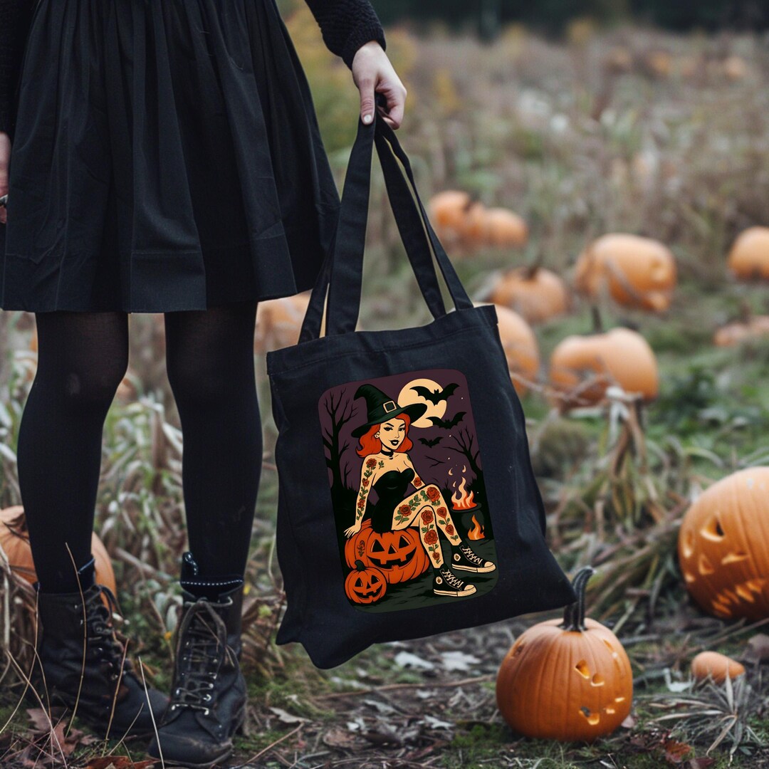 Goth Witch Tote Bag, Old School Tattoo, American Traditional Tattoo ...