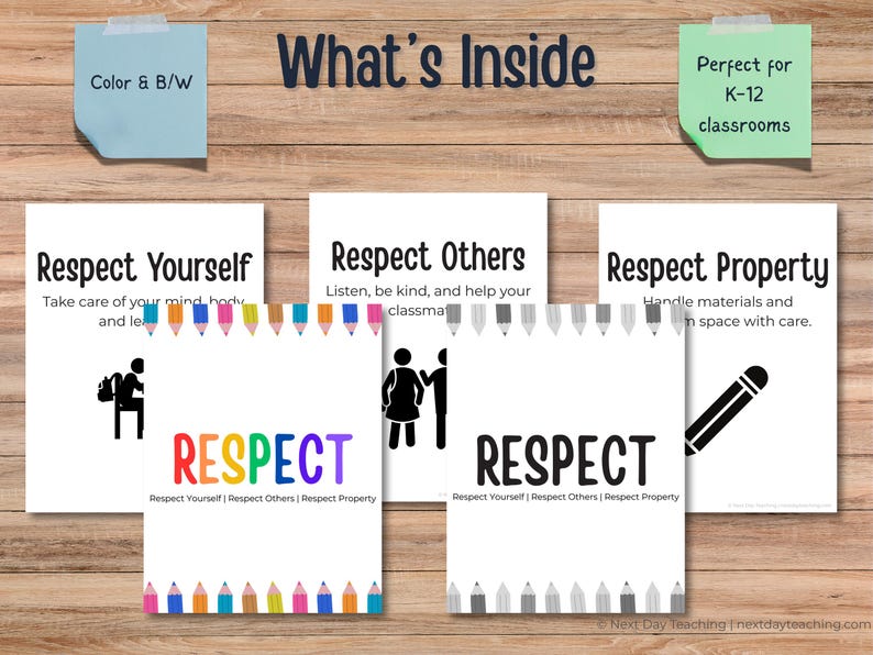 Rainbow Respect Classroom Poster Set: K-12 School Decor (digital ...