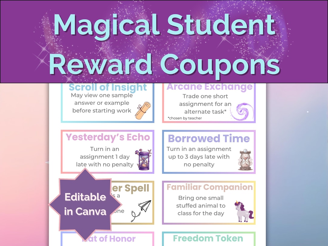 Magical Classroom Reward Coupons – Grades 4-8 / Middle School ...