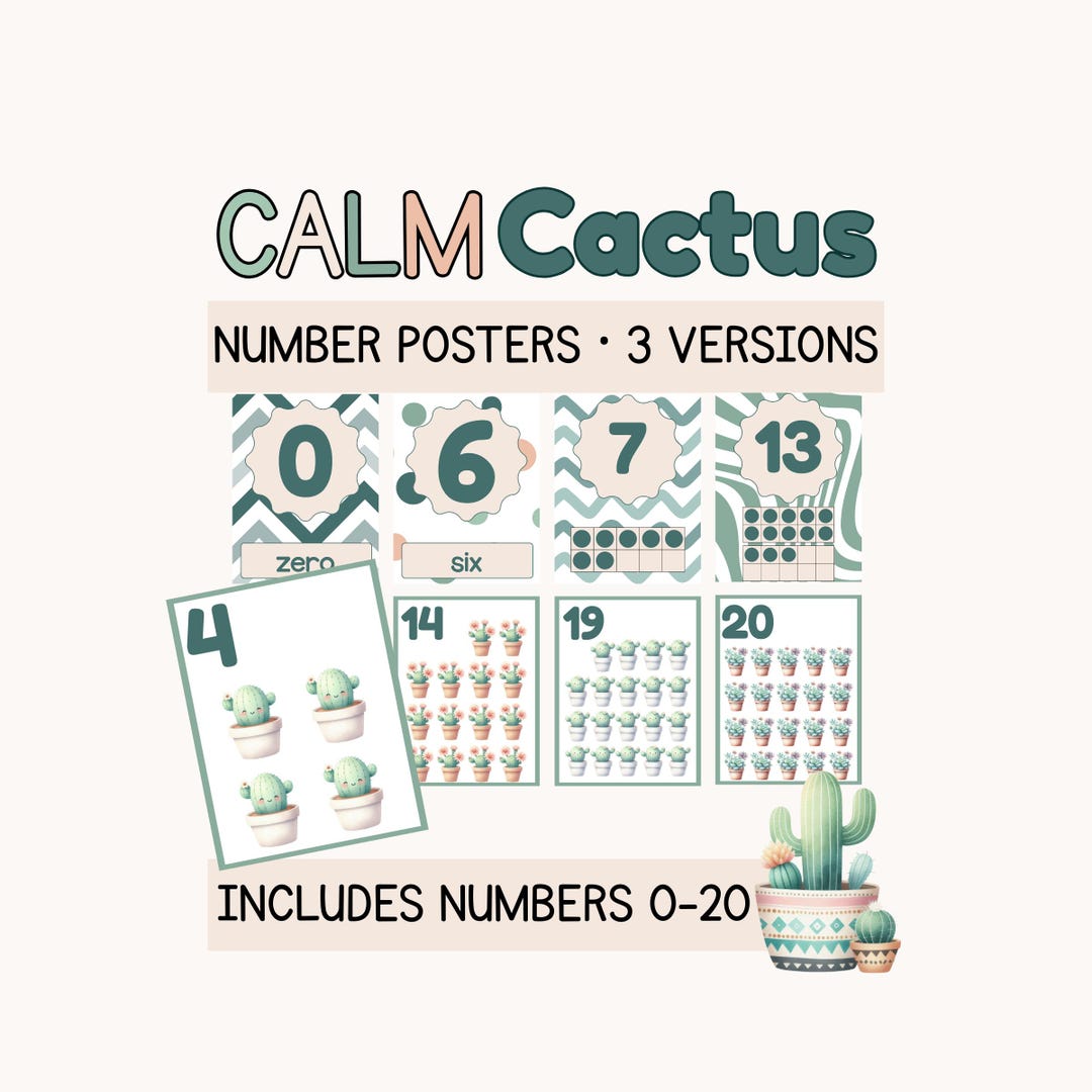 Calm Classroom Number Posters Ten Frames Neutral Minimalist Earth Tone ...