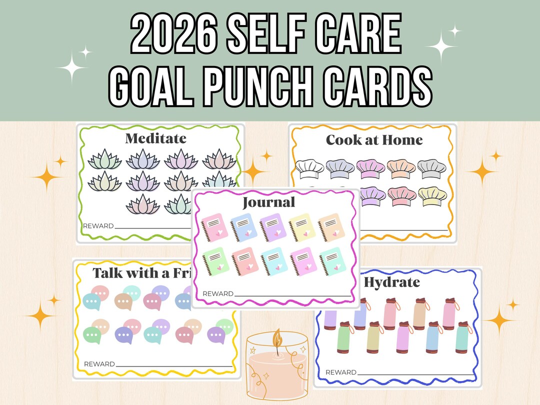 Self Care Goal Punch Cards 2026 | Habit Tracker (digital Download) - Etsy