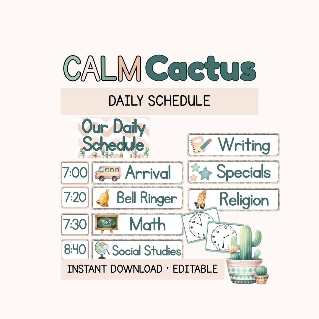Visual Schedule Cards for Classroom Timetable Display | Editable Class ...
