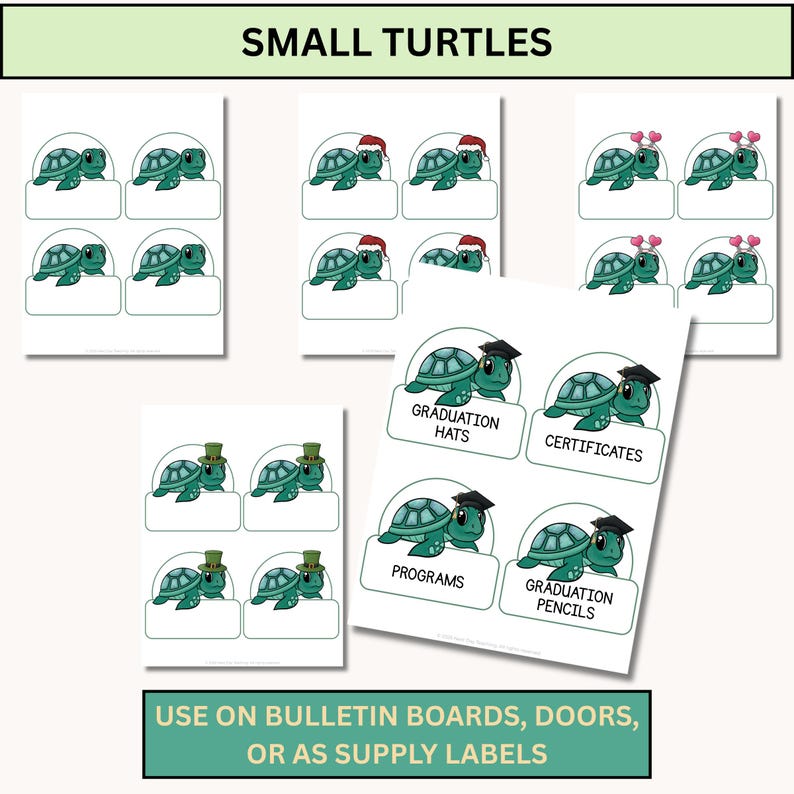 Editable Bulletin Board Kit End of Year Graduation Turtle Classroom ...