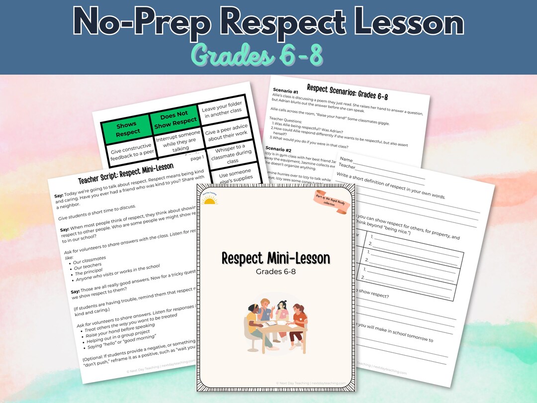 Respect Lesson for 6-8 Classrooms: Low-prep Mini-lesson, Discussion ...
