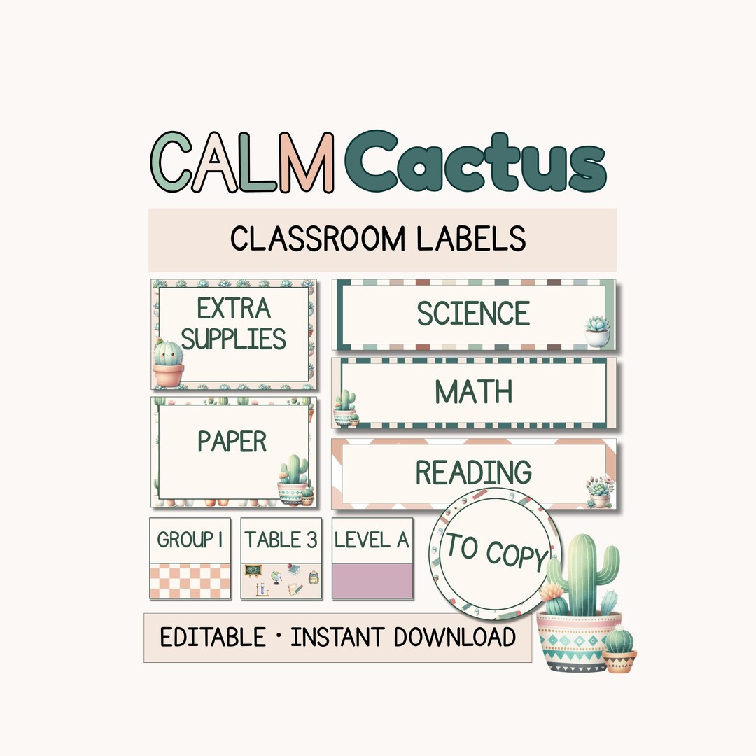 Editable Classroom Labels Calm, Neutral, Boho | Bin, Drawer, Toolbox ...
