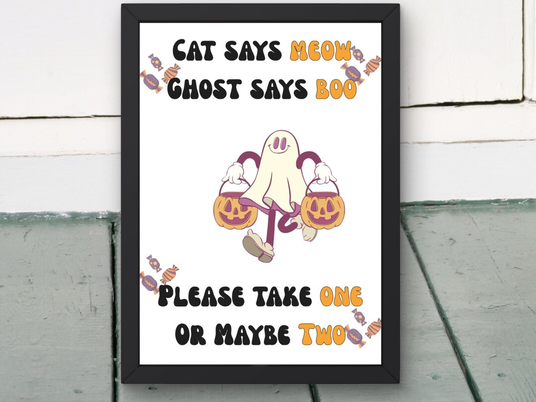 Retro Halloween Printable Trick or Treat Sign – Take One or Two Candy ...
