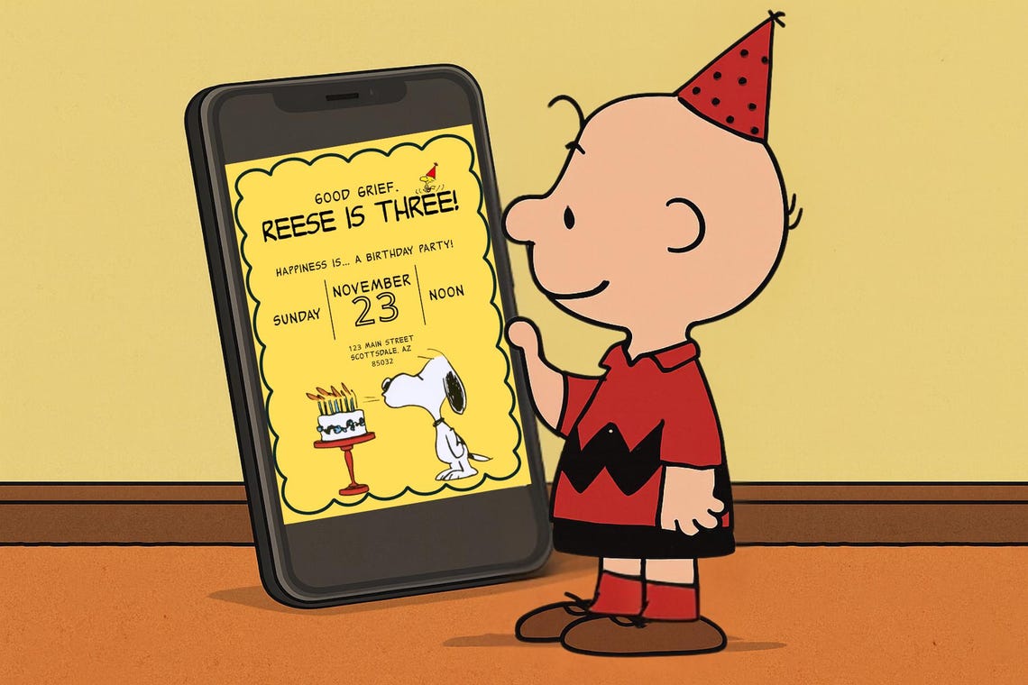 Snoopy Peanuts Birthday Invitation | Editable Digital Template ...