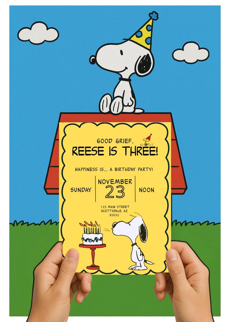 Snoopy Peanuts Birthday Invitation | Editable Digital Template ...