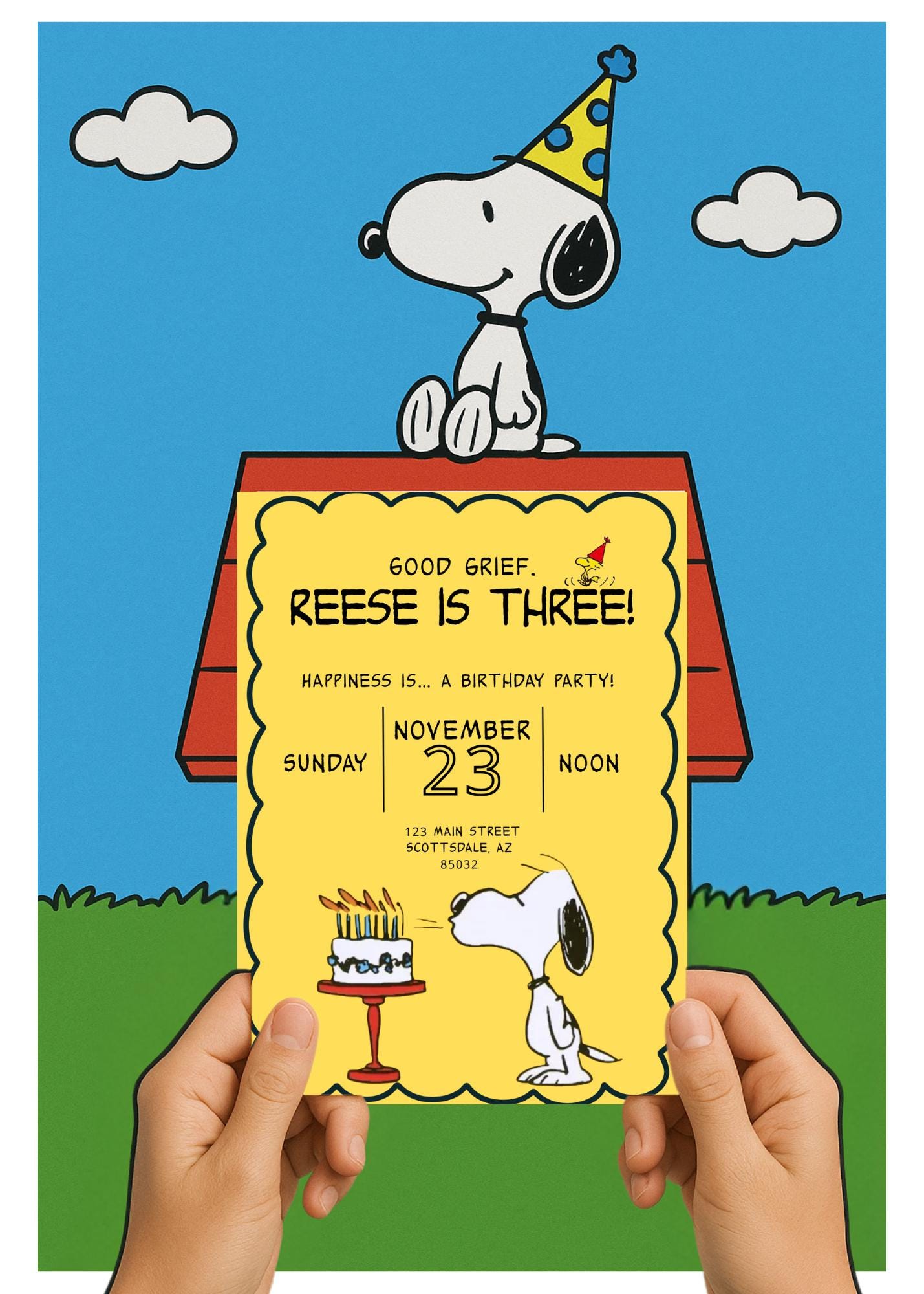 Snoopy Peanuts Birthday Invitation | Editable Digital Template ...