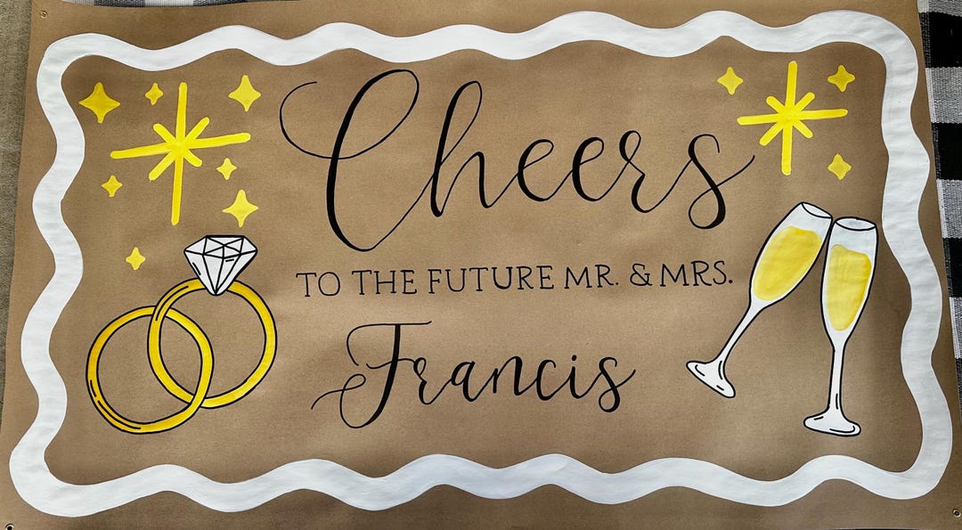Personalized Engagement Banner: Hand Painted Custom Party Decor ...