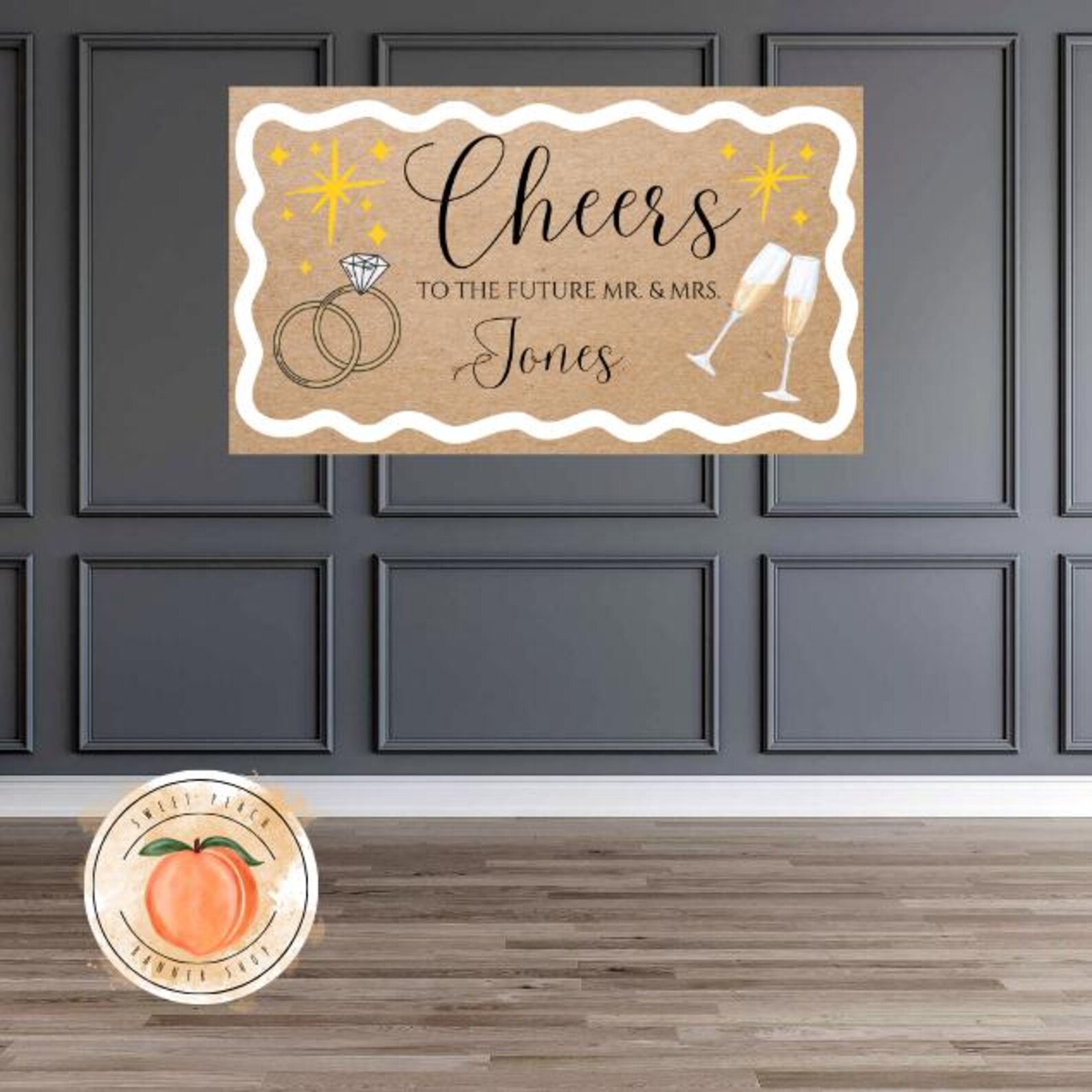 Personalized Engagement Banner: Hand Painted Custom Party Decor ...