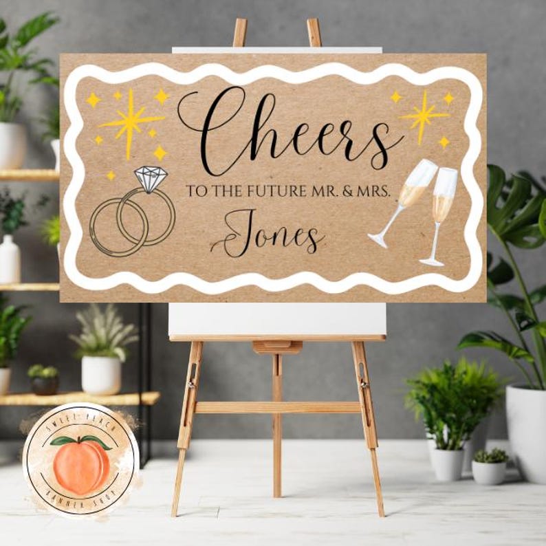 Personalized Engagement Banner: Hand Painted Custom Party Decor ...