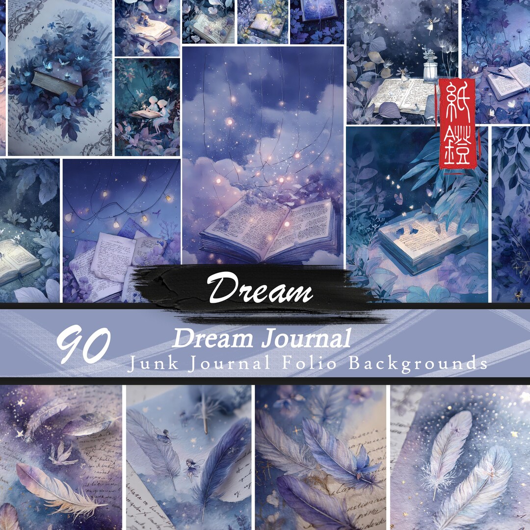 Dreamly Junk Journal Folio Background Bundle, Vntage Bed Time Ephemera ...
