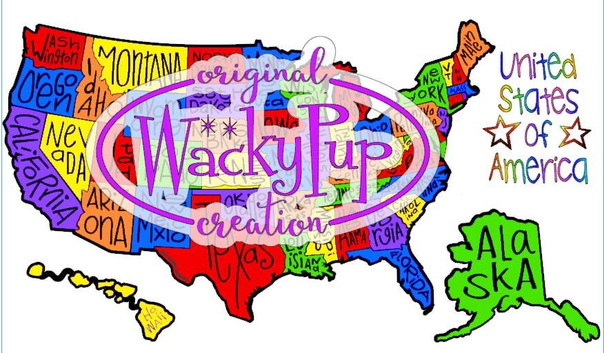 Large Hand Drawn United States Map Vinyl Decal Files & PRINTABLE All 50 ...