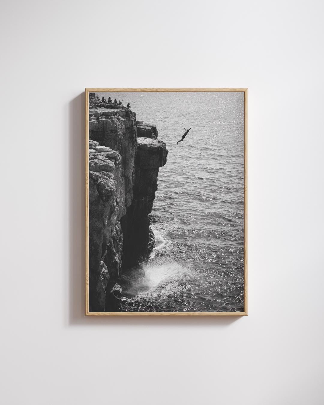Cliff Dive Printable Wall Art – Black & White Adventure Photo ...