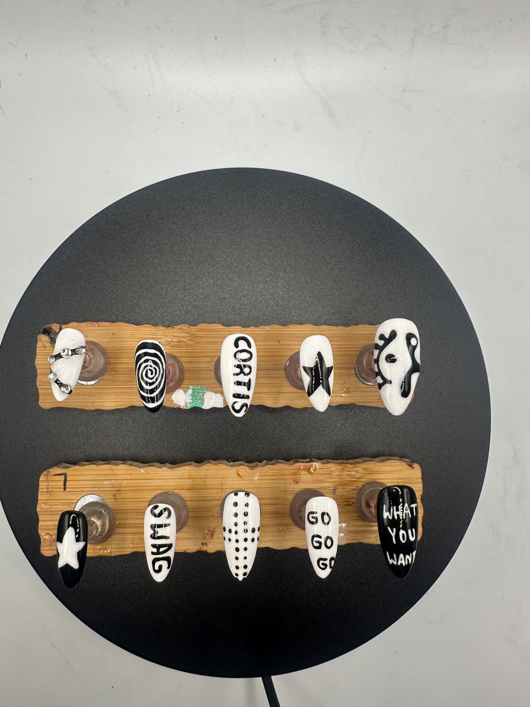 CORTIS Press on Nails | Black & White Graphic, Handmade Reusable Nail ...
