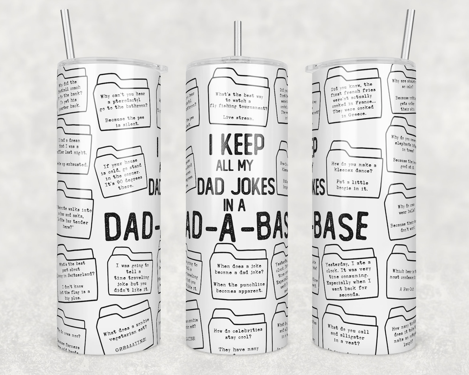 Dad Jokes in a Dad-a-base Wrap for Sublimation Skinny Tumbler ...