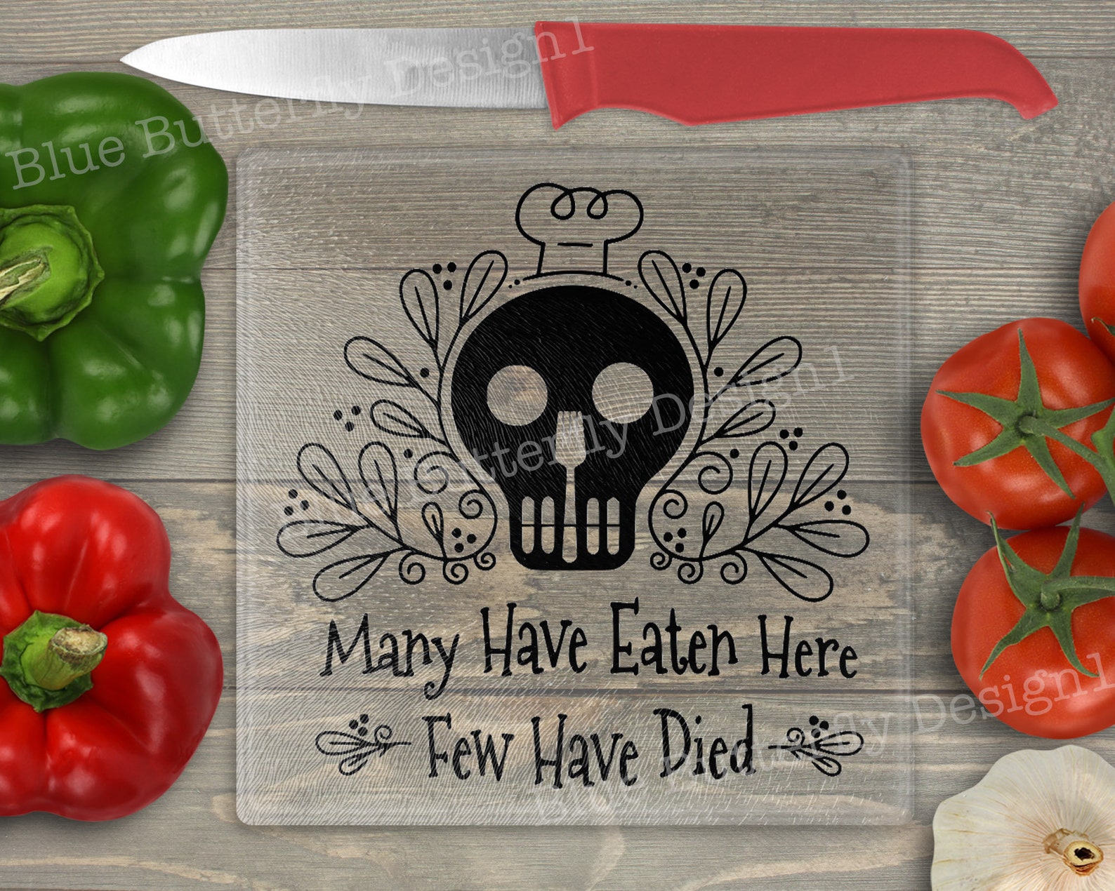 Personalized Sugar Skull Glass Cutting Board, Kitchen Decor Gift - Etsy
