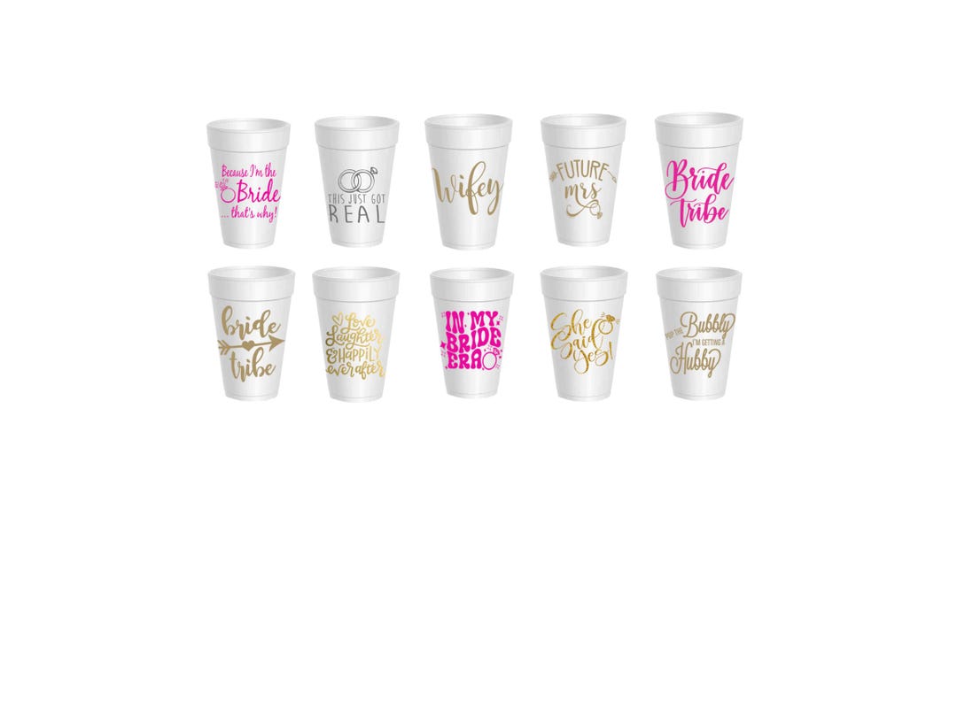 16oz Styrofoam Wedding Bride Cups (pack of 10) - Etsy