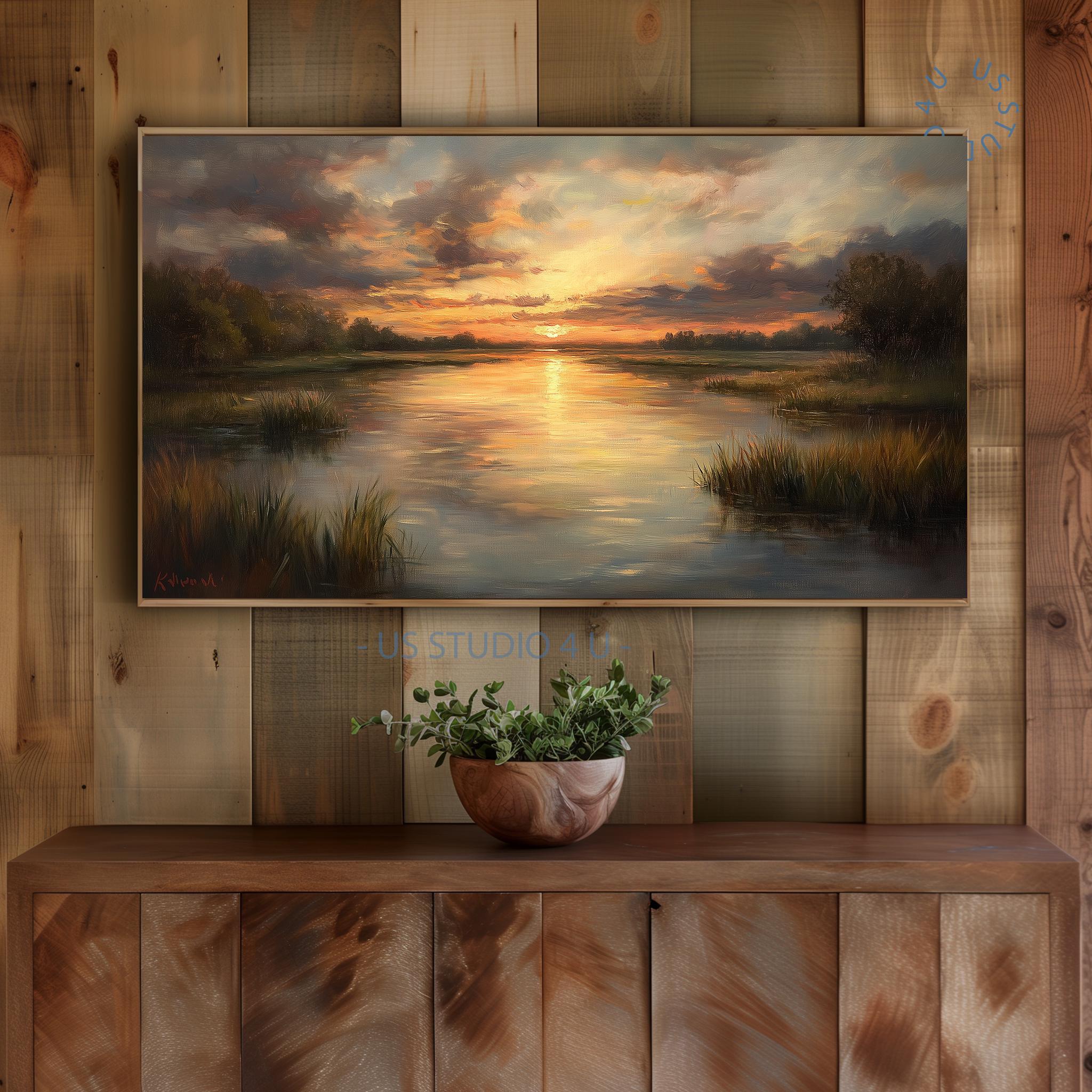 Coastal Marsh Sunset Frame TV Art Collection, Moody Wetland and ...