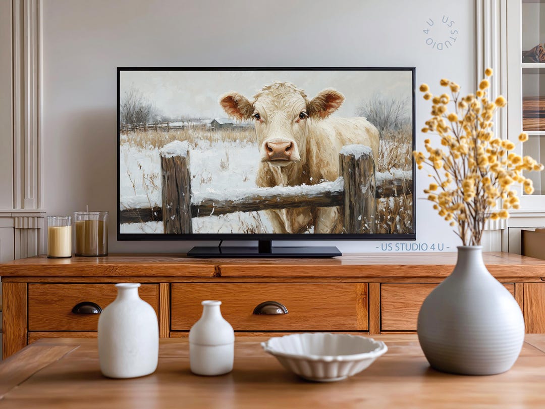 Rustic Farmhouse Dairy Cow TV Art Samsung Frame TV Art, Country Wall ...