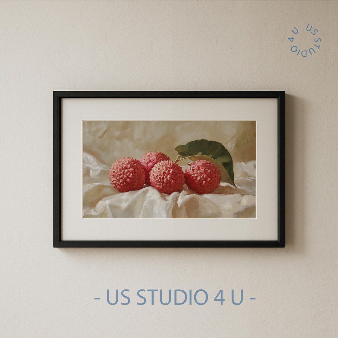 Vintage Lychee Still Life Frame TV Art, Rustic Fruit Artwork for ...