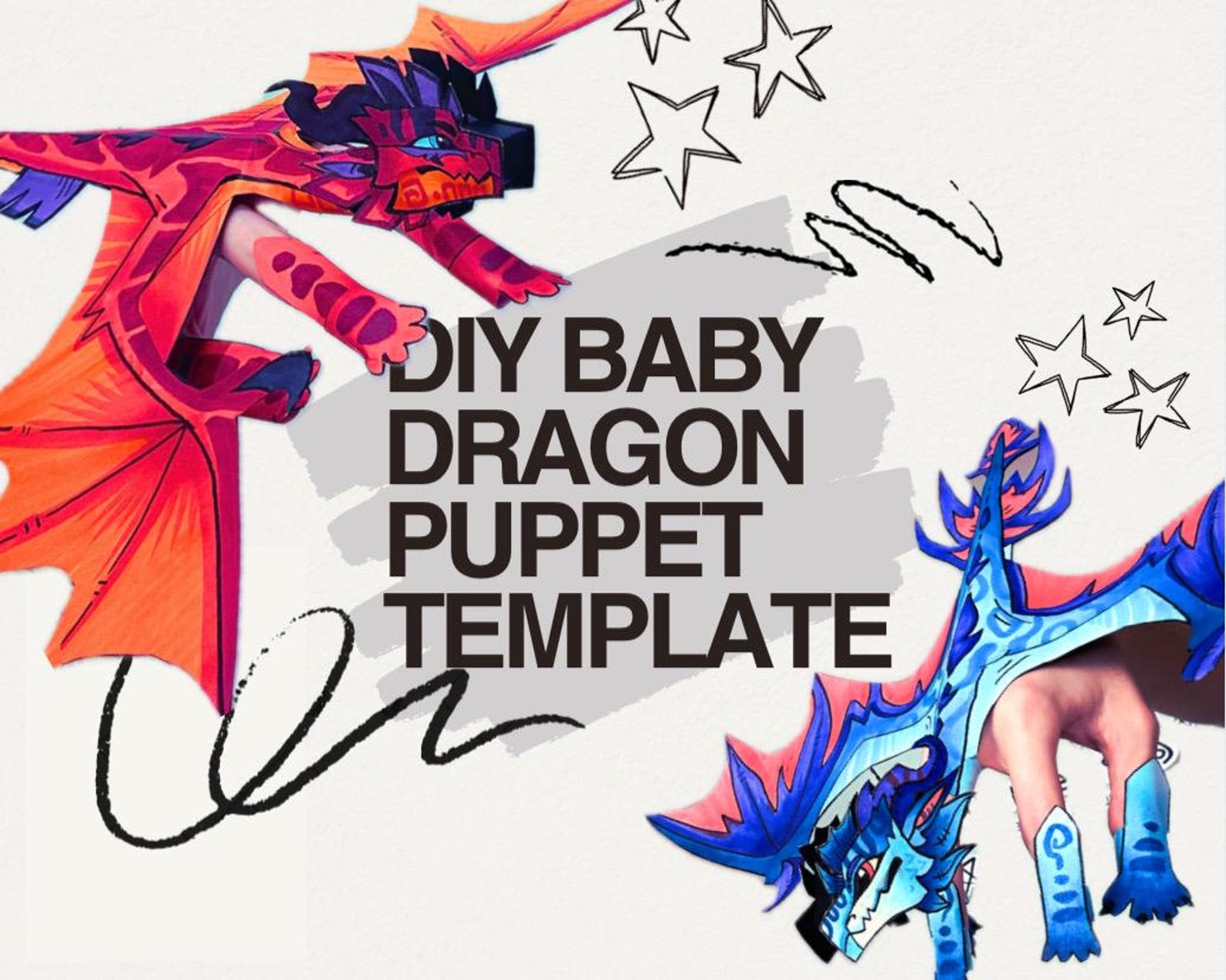 Baby Paper Dragon Puppet TEMPLATES - Etsy