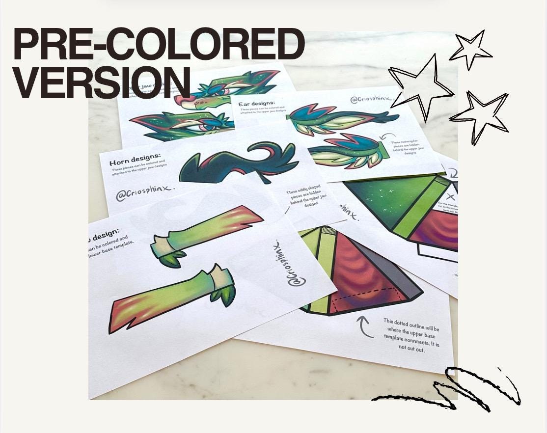 Paper Dragon Puppet TEMPLATES // “holly” - Etsy