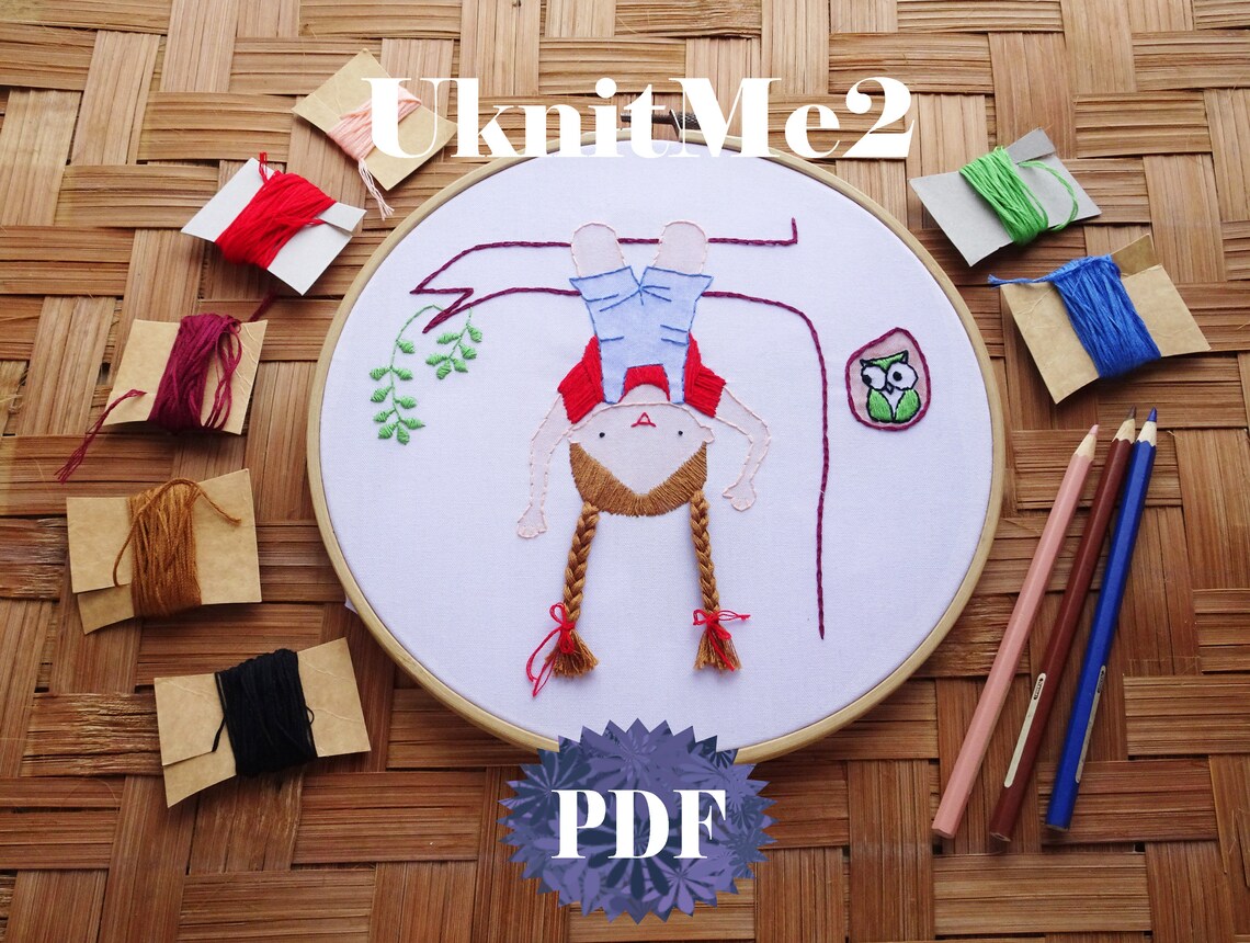 BEGINNER Hair Embroidery Pattern Hang Tree Girl Embroidery - Etsy