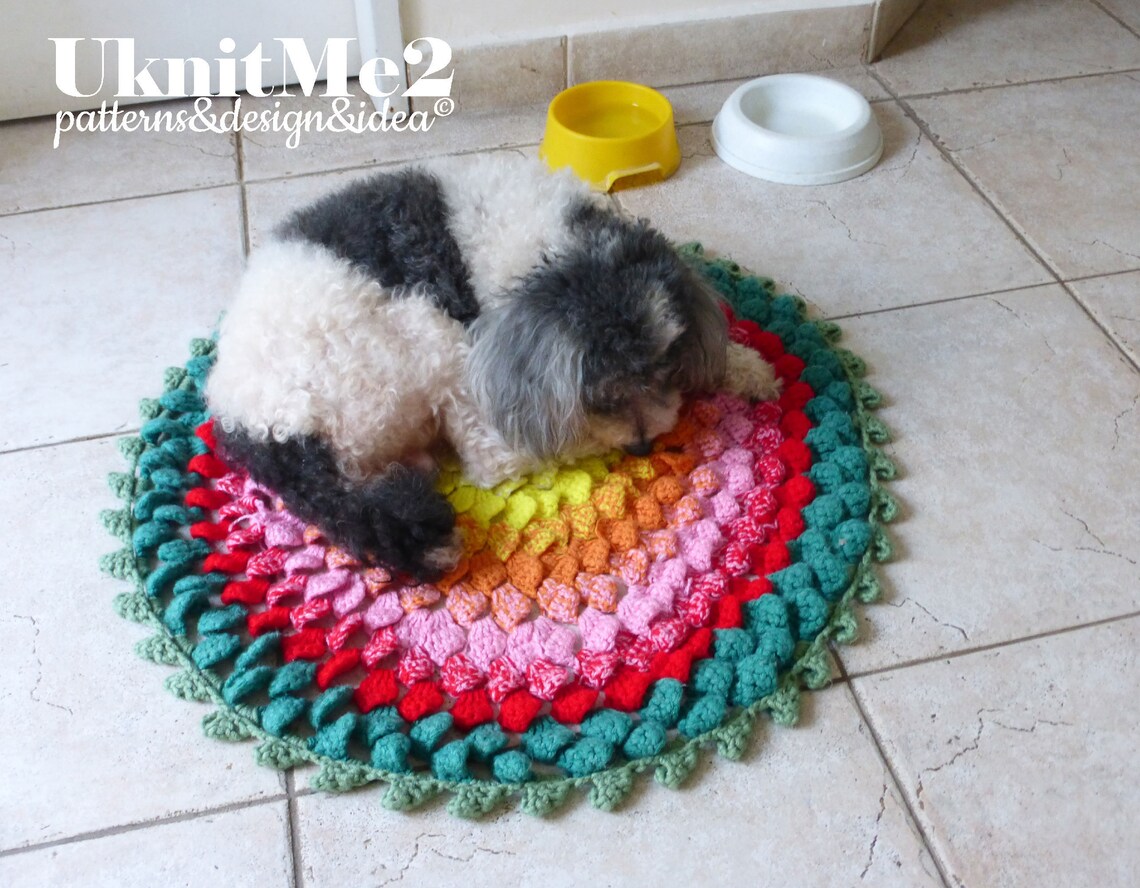 CROCHET PATTERN Pet Rug Crochet Pattern Flower Round Comfy Mat - Etsy