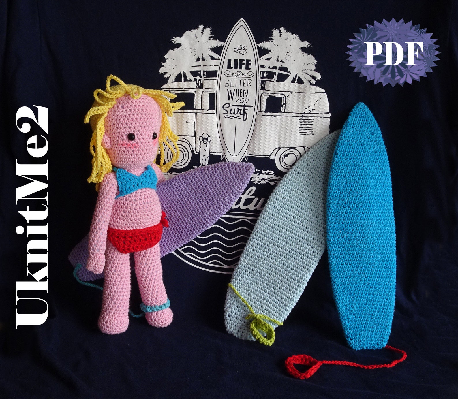 Surfer Amigurumi Crochet Doll Pattern - Surfer Girl Surfing Boy ...