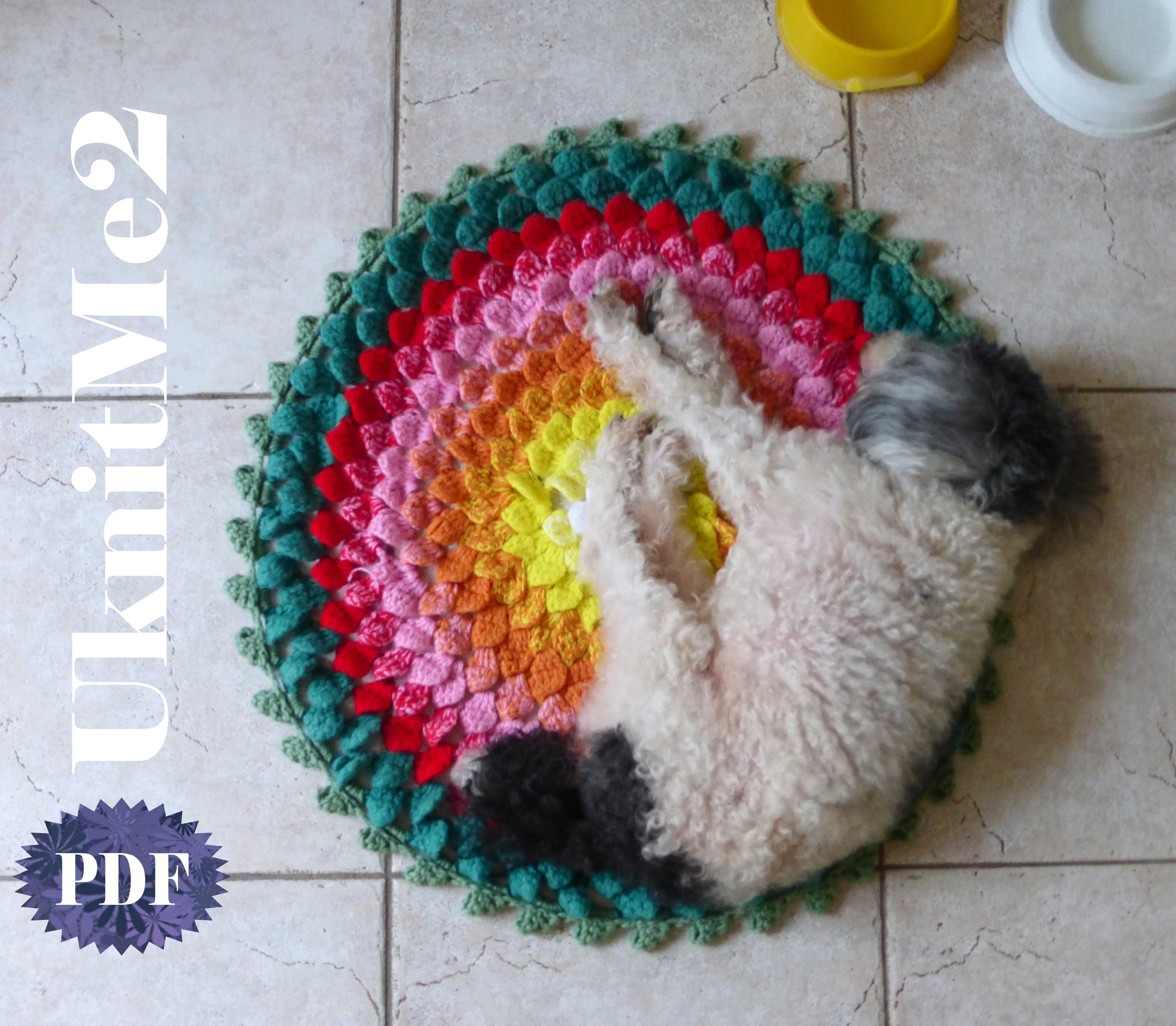 CROCHET PATTERN Pet Rug Crochet Pattern Flower Round Comfy Mat Photo ...