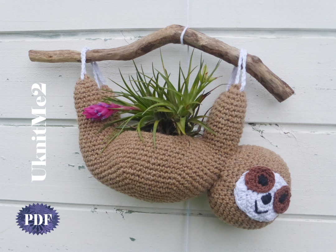 Sloth Crochet Plant Holder Pattern - Amigurumi Plant Hanger Sloth ...