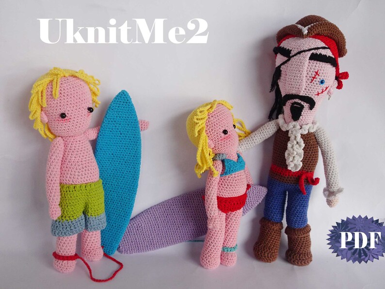 Surfer Amigurumi Crochet Doll Pattern Surfer Girl Surfing - Etsy