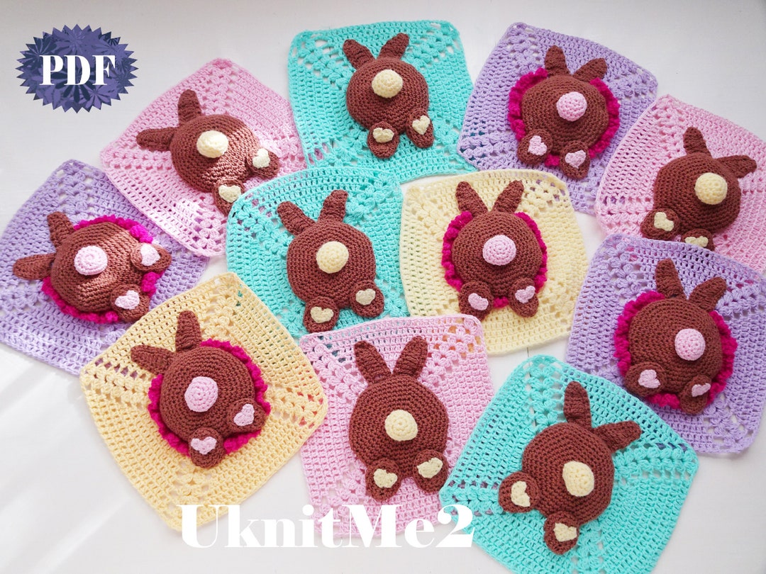 Granny Square Crochet Pattern Bunnies Motif 3D Cuddle Blanket Rabbits ...