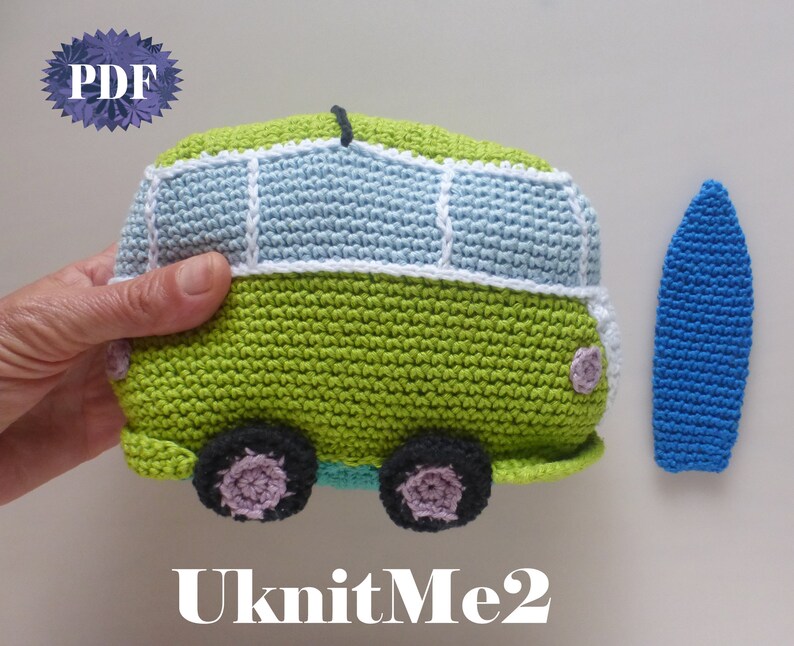 Surf Van Crochet Pattern Amigurumi PHOTO Tutorial Beginner Easy Crochet ...