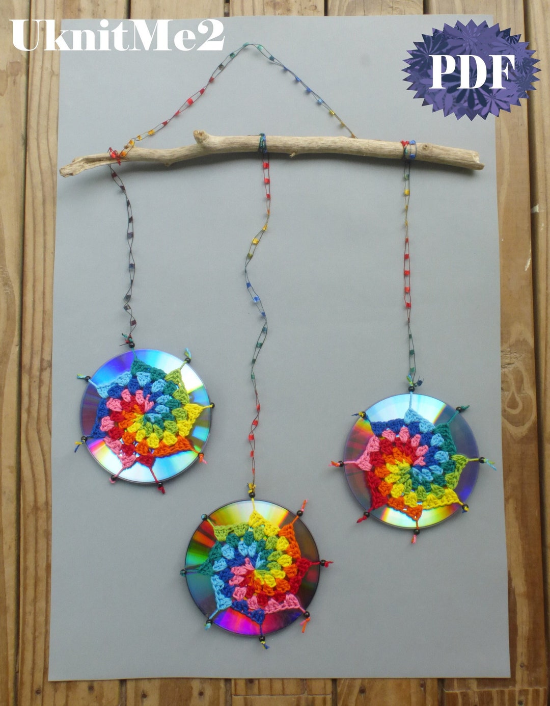 Suncatch Reuse DVD Mandala Crochet Pattern Mobile Crochet Espiral ...