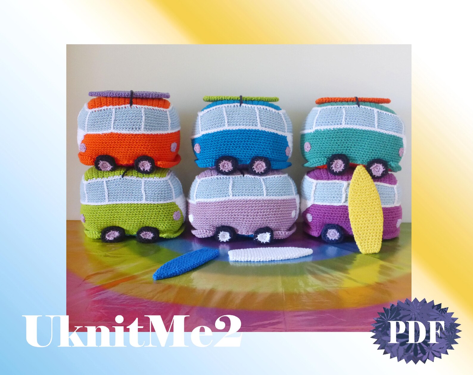 Surfvan Crochet Pattern Surf Combi Amigurumi PHOTO Tutorial Beginner ...