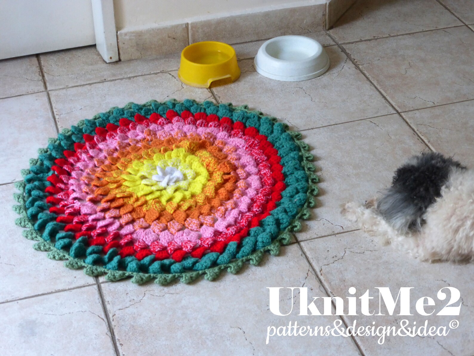 CROCHET PATTERN Pet Rug Crochet Pattern Flower Round Comfy Mat Photo ...