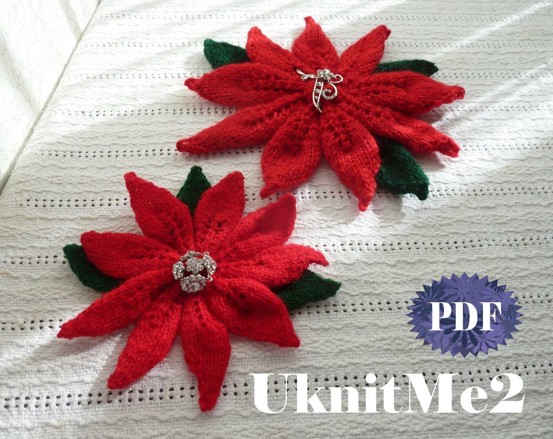Blume Strickanleitung Weihnachtsstern - Brosche, Adventskranz ...