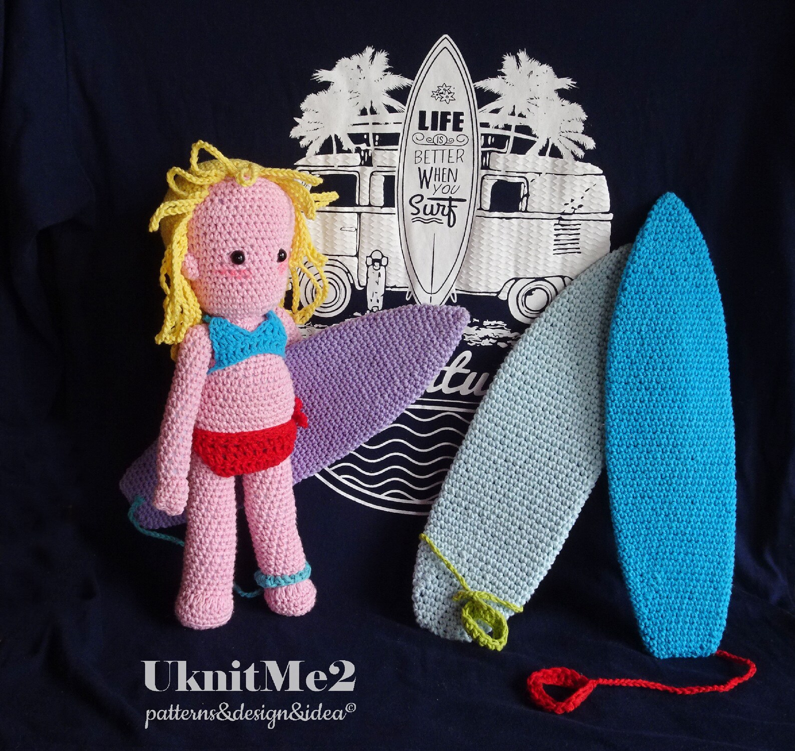 Surfer Amigurumi Crochet Doll Pattern Surfer Girl Surfing | Etsy