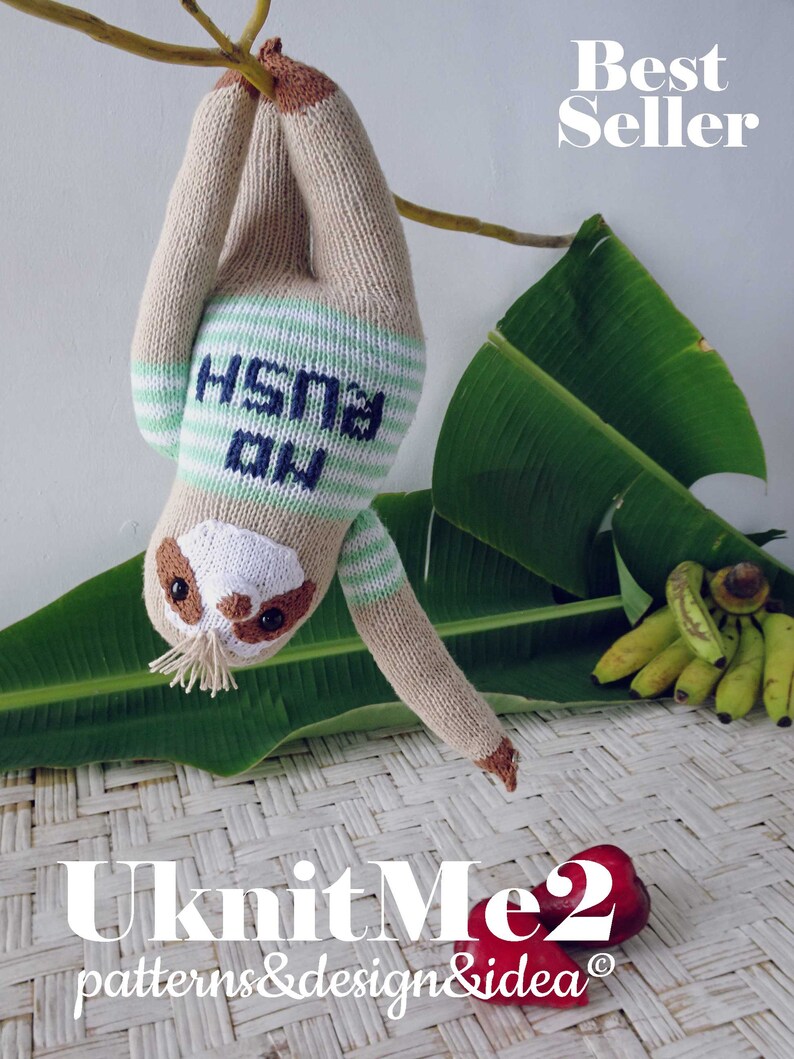 Sloth Knitting Pattern Amigurumi Toy Knit Pattern Sloth - Etsy