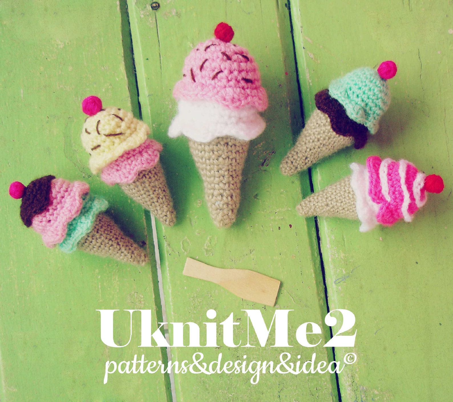 Crochet Pattern Ice Cream Tiny Amigurumi Rattle or Baby - Etsy