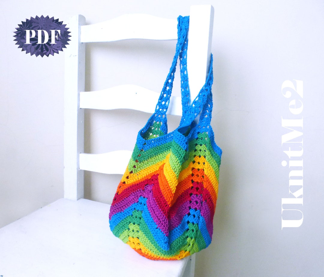 Solid Granny Square Bottom Bag Crochet Pattern - Rainbow Colorful ...
