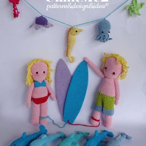 Surfer Amigurumi Crochet Doll Pattern Surfer Girl Surfing | Etsy