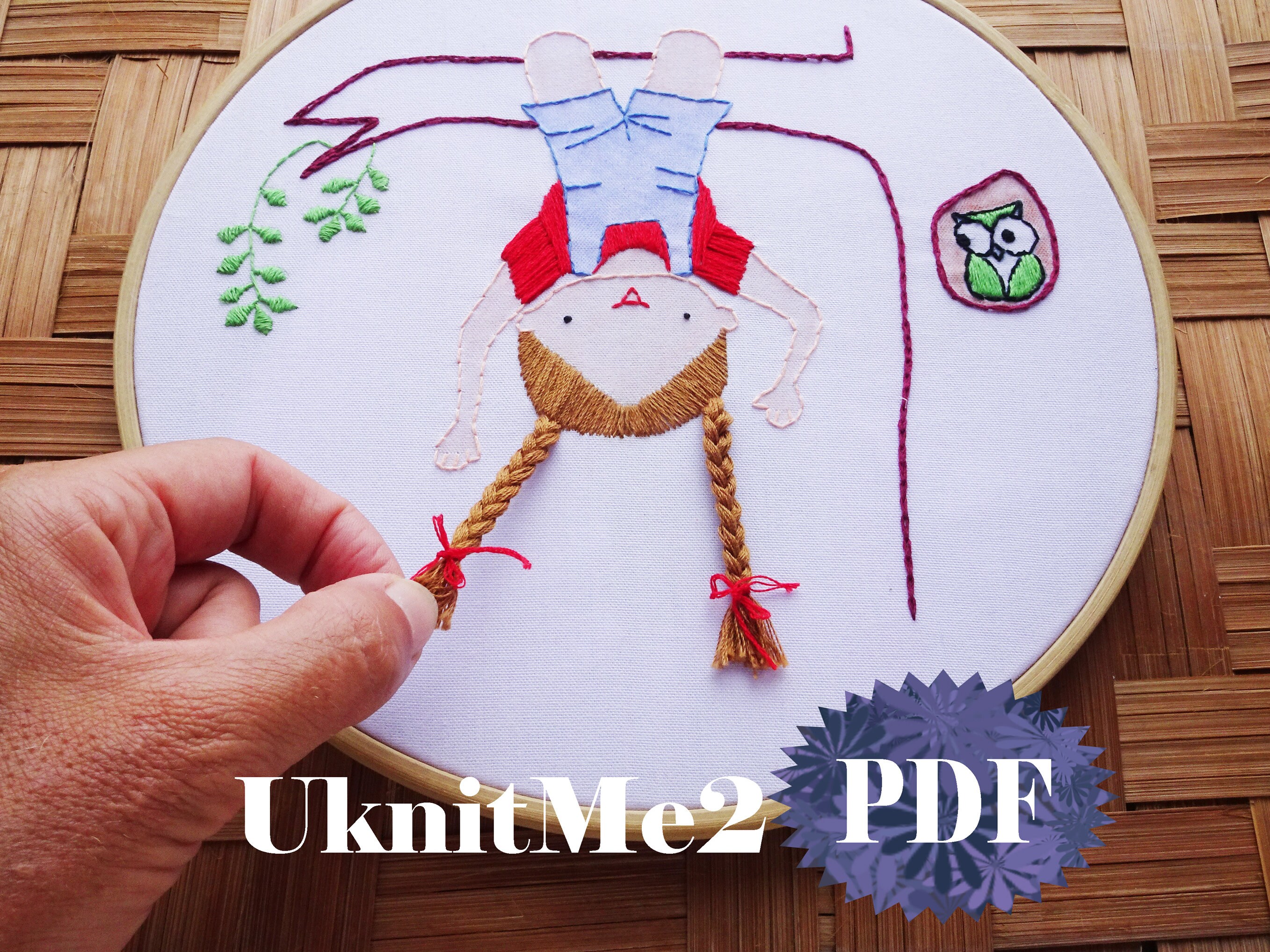 BEGINNER Hair Embroidery Pattern Hang Tree Girl Embroidery Hoop Decor ...