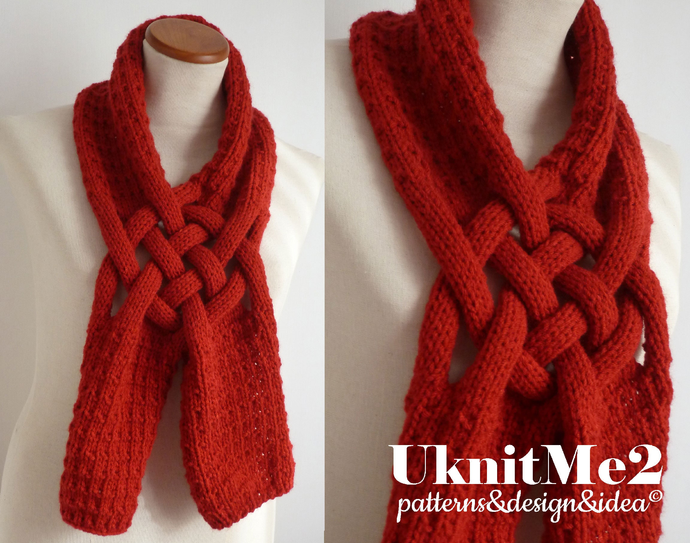 Weave Scarf Knit Pattern Unique Man, Woman, Adult UNISEX Knitting ...