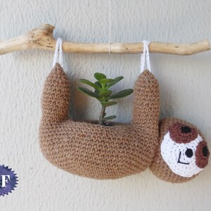 Sloth Crochet Plant Holder Pattern - Amigurumi Plant Hanger Sloth ...