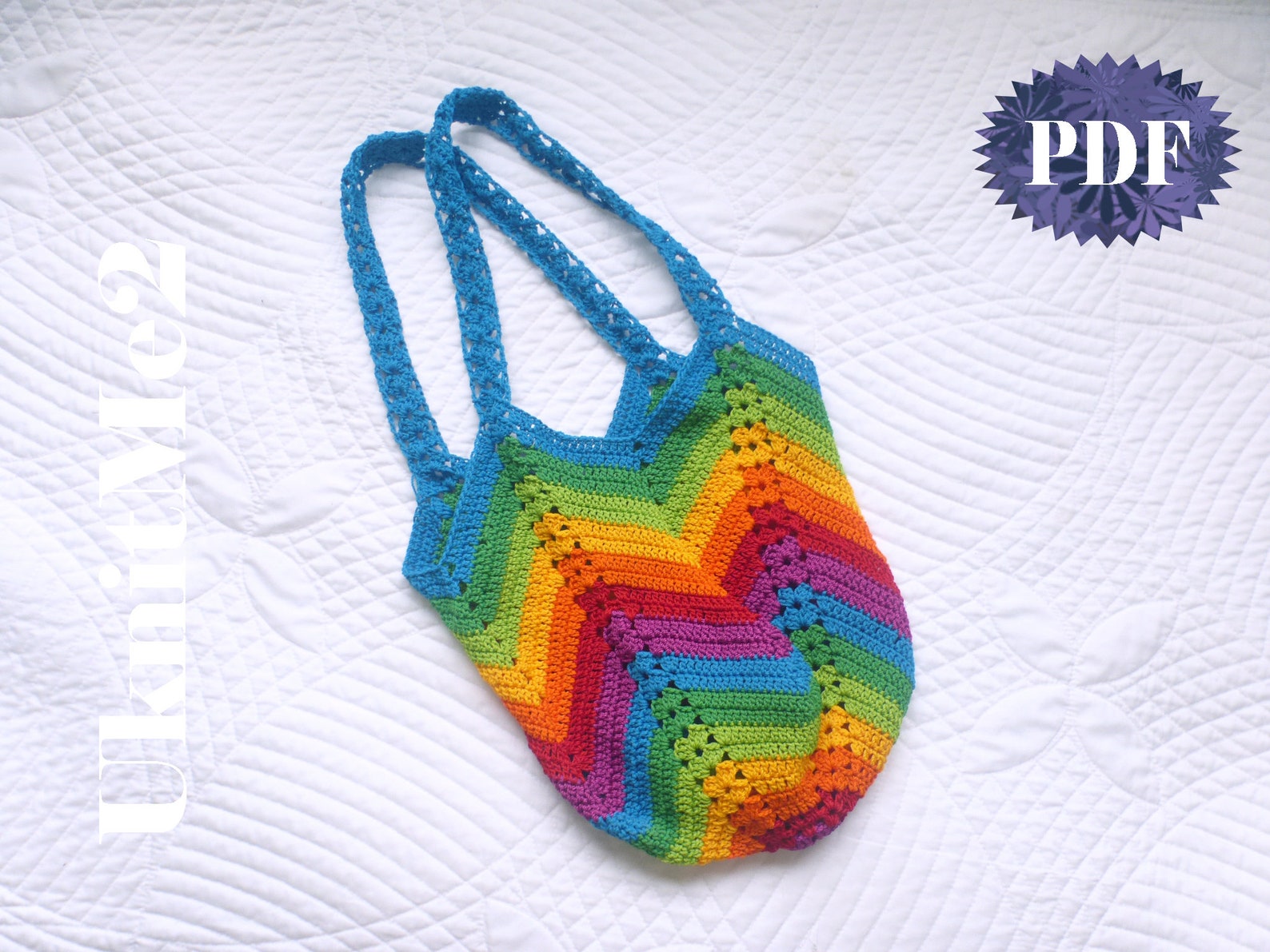 Solid Granny Square Bottom Bag Crochet Pattern - Rainbow Colorful ...